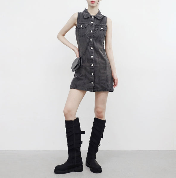 NONCODE(ノンコード) - テインスリーブレスデニムワンピース / Tein sleeveless denim one piece – einz.jp