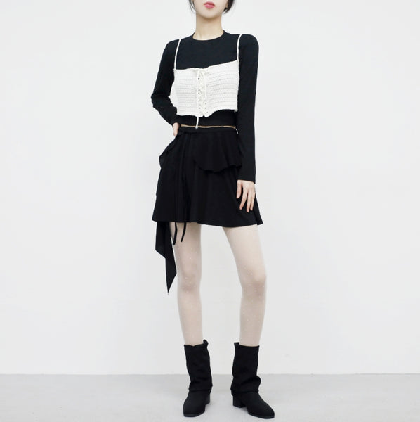 NONCODE(ノンコード) - ケヒアンバランスミニキュロットスカート / Kehi unbalanced mini skirt – einz.jp