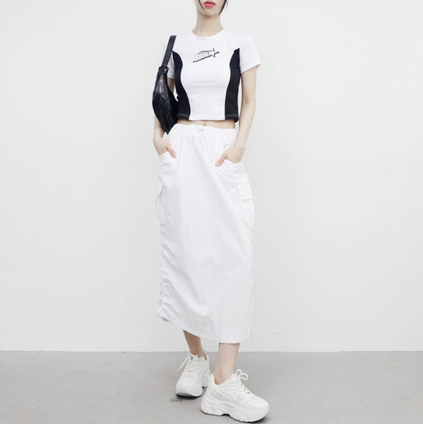 NONCODE(ノンコード) - ポロンストリングバックスリットポケットスカート / Poron string back slit pocket skirt – einz.jp
