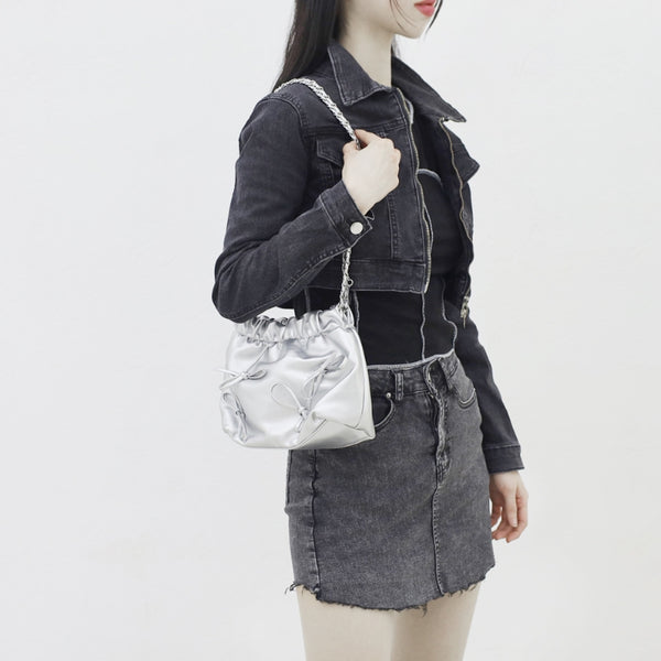 NONCODE(ノンコード) - ピアチェチェーンリボンミニショルダーバッグ / Pierce Chain Ribbon Mini Shoulder Bag – einz.jp