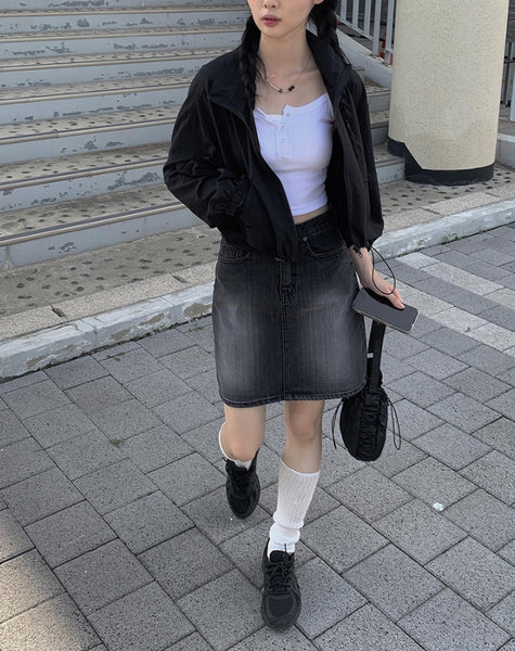 Anyone more (エニワンモア) - キメクロップドウインドブレーカージャケット / Kime Cropped Windbreaker Jacket – einz.jp