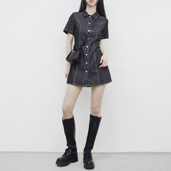 NONCODE(ノンコード) - ホーズステッチデニムワンピース / hoz stitch denim one piece – einz.jp
