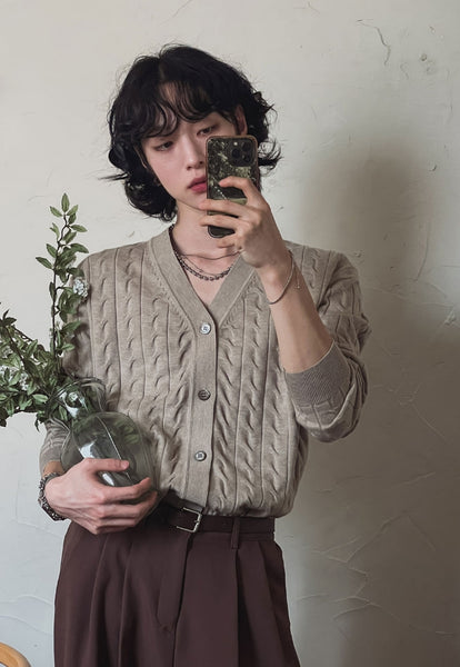 2plan (ツープラン) - ルイケーブルVネックカーディガン / Louis cable V-neck cardigan – einz.jp