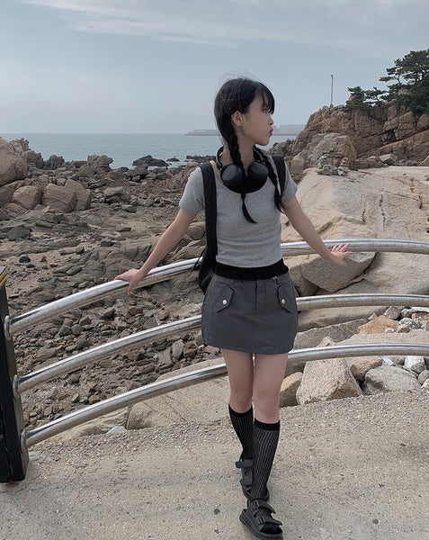 Anyone more (エニワンモア) - ミイベーシッククロップTシャツ / Mii Basic Crop T-shirt – einz.jp