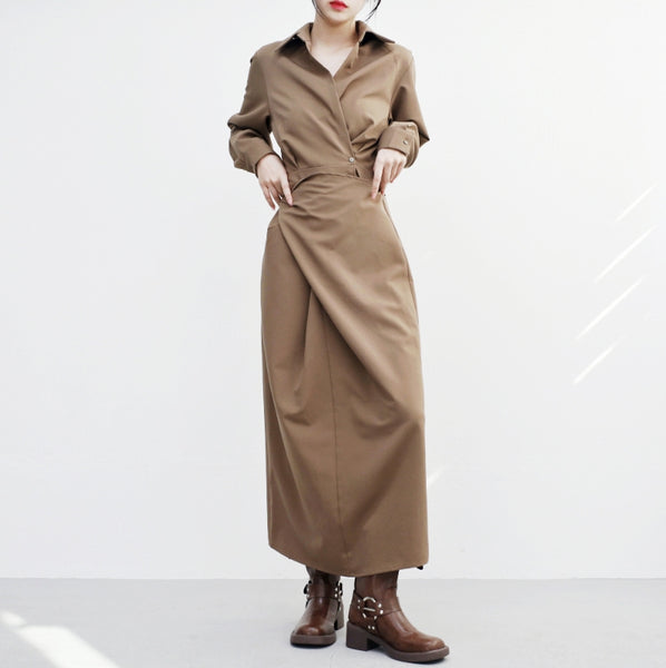 NONCODE(ノンコード) - [NONCODE]ムレンラップシャツワンピース / [NONCODE] Muren Wrap Shirt One Piece – einz.jp