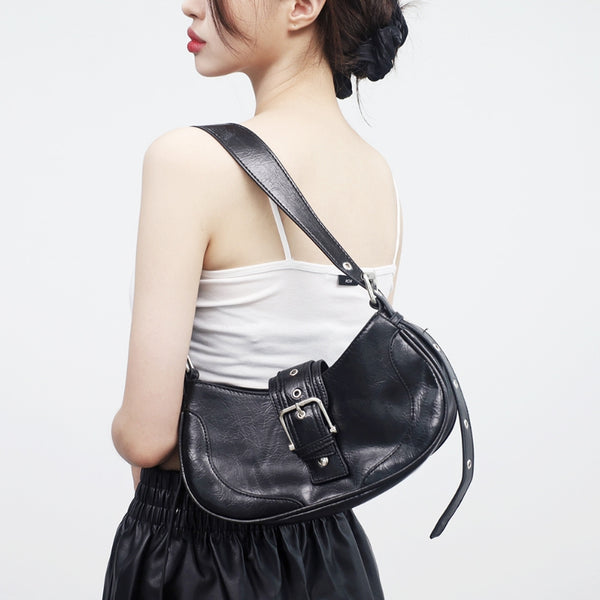 NONCODE(ノンコード) - ランキーレザーグロメットベルトショルダーバッグ / Frankie Leather Grommet Belt Shoulder Bag – einz.jp