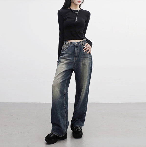 NONCODE(ノンコード) - キービーボタンワイドデニムパンツ / Keevy Button Wide Denim Pants – einz.jp