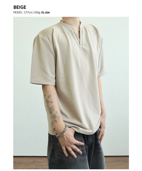 DISCERNMENT (ディーサーメント) - ベーシックツインオープンカラー半袖Tシャツ / Basic twin open collar short sleeve – einz.jp
