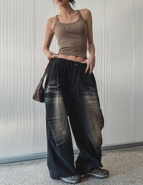 U LAN (ユーラン) - [U-BASIC]ボルディラインリブクロップタンクトップ / [U-BASIC] Boldy Line Ribbed Crop Sleeveless – einz.jp