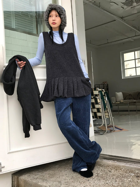 AAKE (アケ) - (裏起毛)プリーツレイヤードリブワンピース / (Lining brushed) PLEATS LAYERED GOLGI OPS – einz.jp