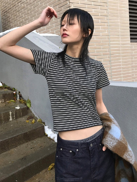 AAKE (アケ) - (起毛素材)ヒートストライプハーフTシャツ / (Brushed) HEAT STRIPE HALF T – einz.jp