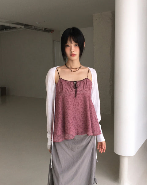 WONDER WONDER (ワンダーワンダー) - ラシーンサマーリブリボンストリングショールボレロカーディガン / Racine Summer Ribbed Ribbon String ...