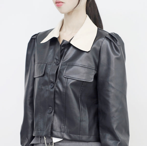 NONCODE(ノンコード) - ベリアカラーレザージャケット / Belia Color Matching Leather Jacket – einz.jp