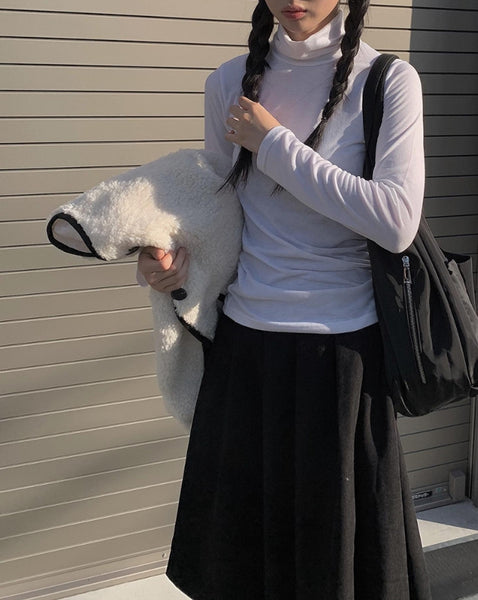 Anyone more (エニワンモア) - リホインナー裏起毛ベーシックタートルネックTシャツ / Riho inner brush ...