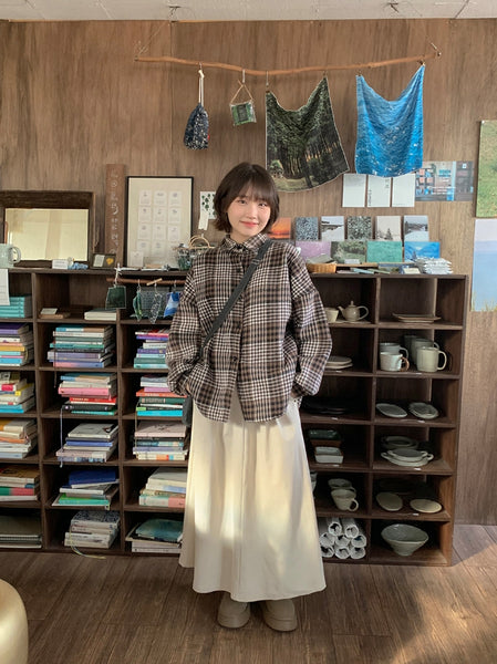 BAON (バオン) - [男女兼用]ナクイフリース起毛チェックオーバーシャツ / [unisex] Nacui Fleece Brushed ...