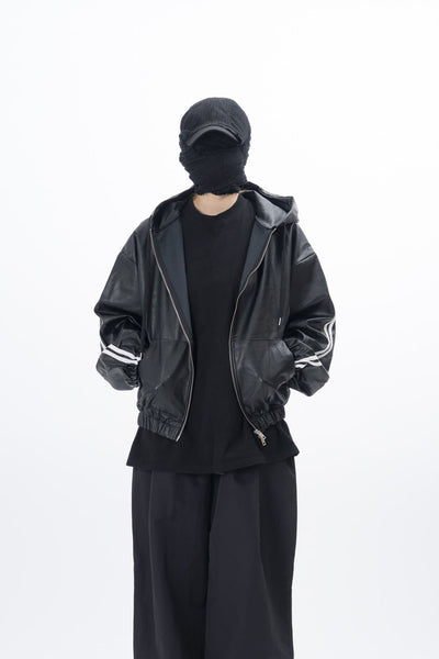 oan (オアン) - ビターレザートラックフードジャケット / Viter Leather Track Hooded Jacket ...